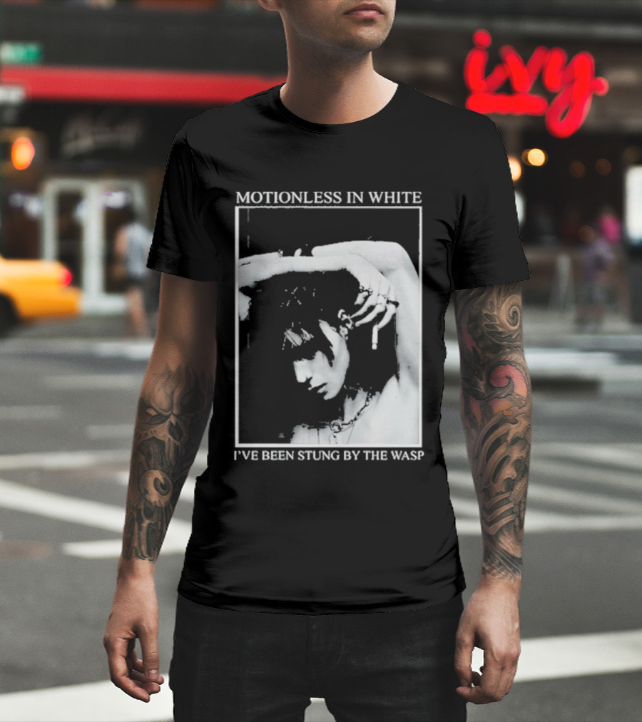 Motionless In White I've Been Stung By The Wasp Monochrome Portrait Image T-Shirt