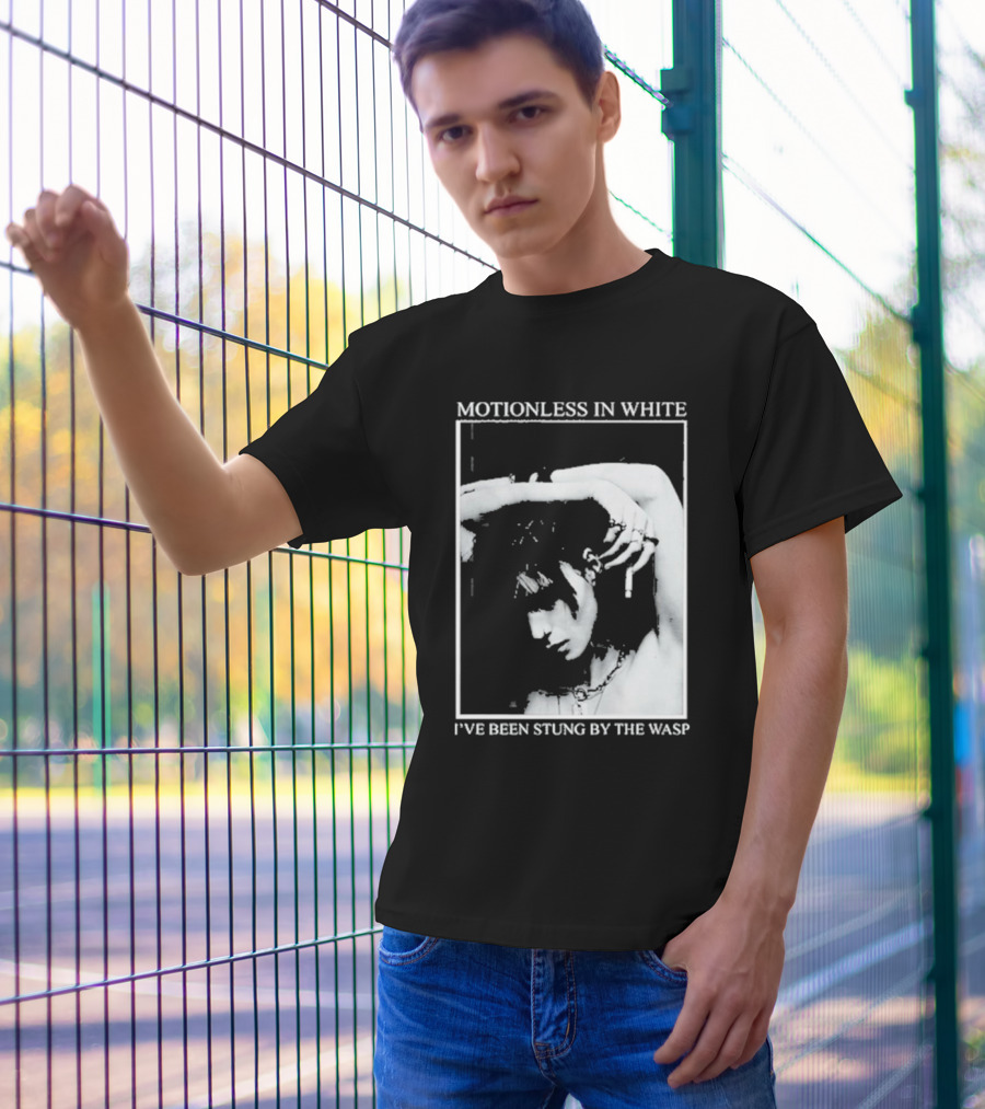 Motionless In White I've Been Stung By The Wasp Monochrome Portrait Image T-Shirt