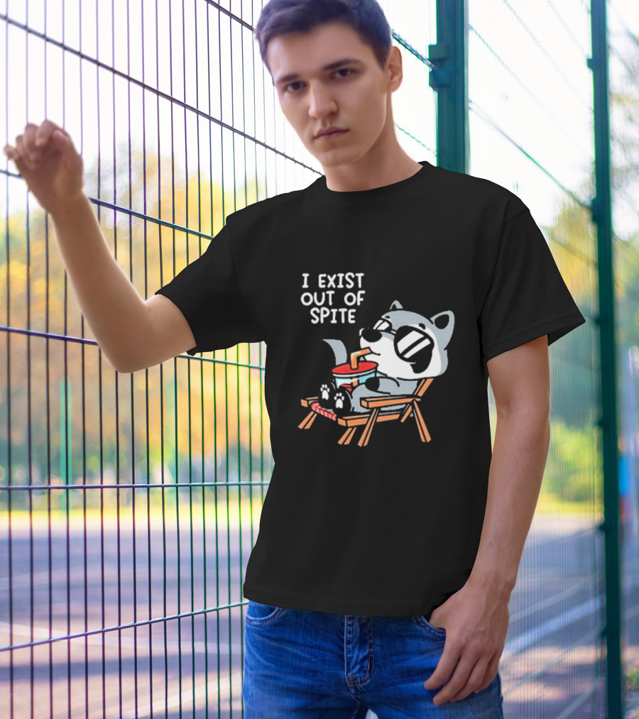 I Exist Out Of Spite Relaxing Raccoon With Sunglasses T-Shirt