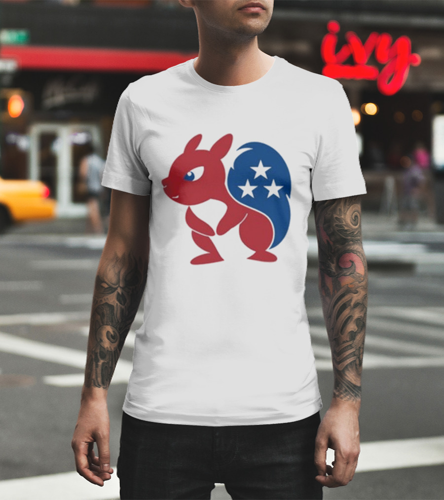 Squirrel Mascot With Stars And GOP Red White Blue T-Shirt