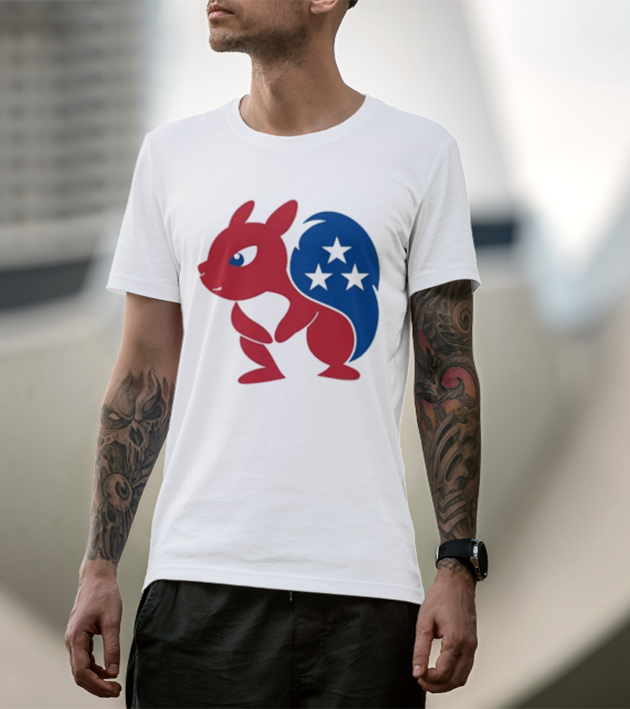 Squirrel Mascot With Stars And GOP Red White Blue T-Shirt