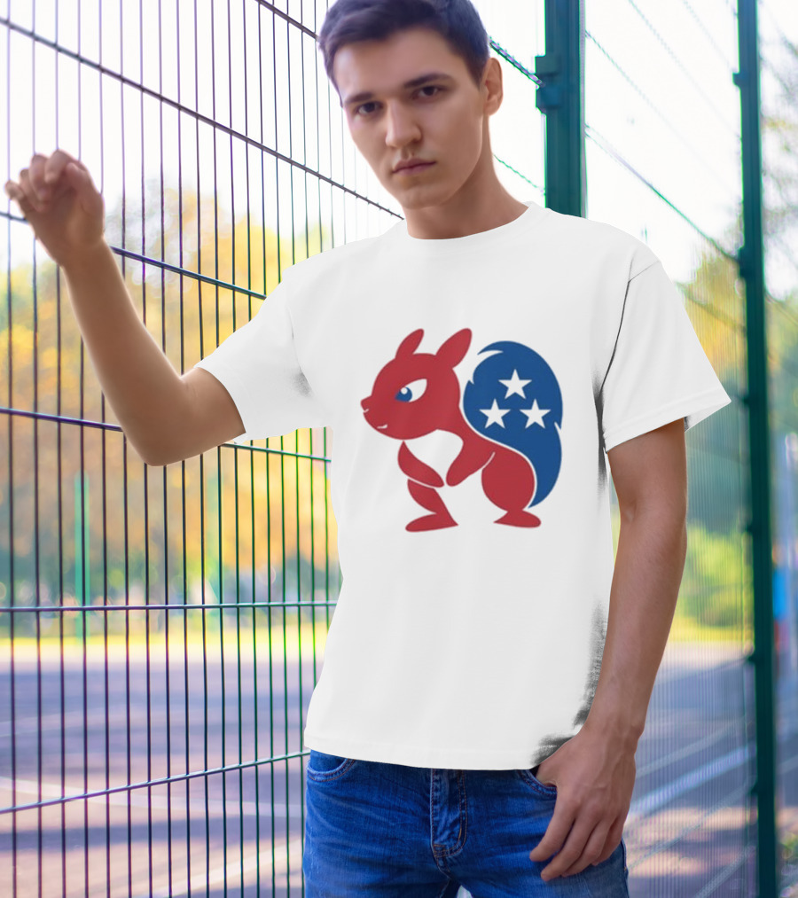Squirrel Mascot With Stars And GOP Red White Blue T-Shirt