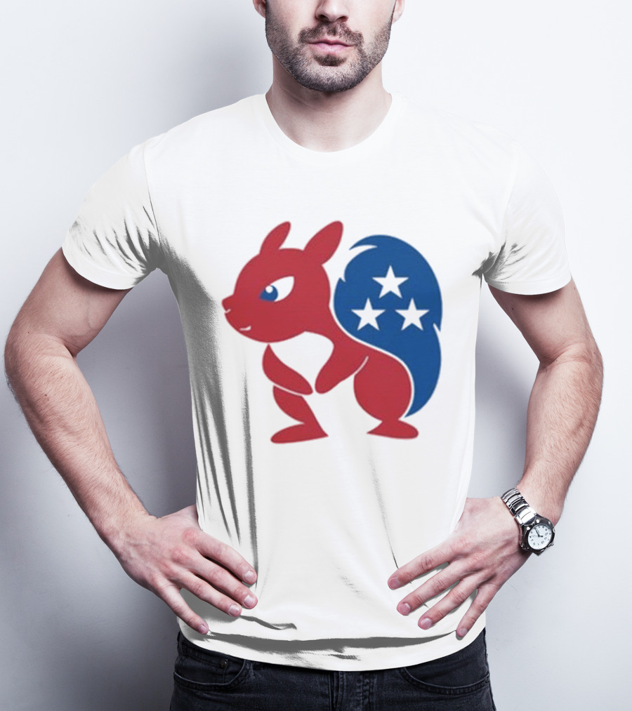 Squirrel Mascot With Stars And GOP Red White Blue T-Shirt