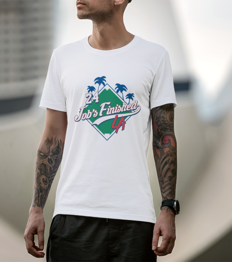 Jack Flaherty Dodgers LA 24 Job’s Finished Palm Trees T-Shirt