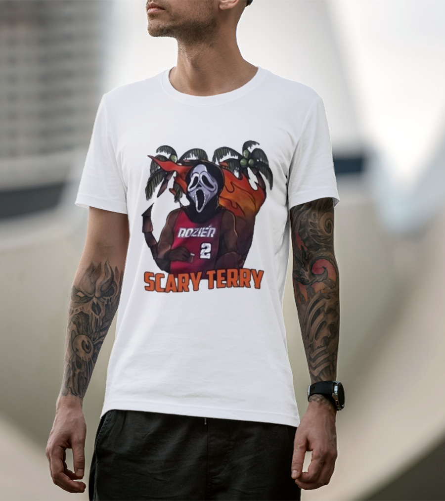 Scary Terry Rozier 2 Ghostface Basketball Tropical Flame Costume T-Shirt