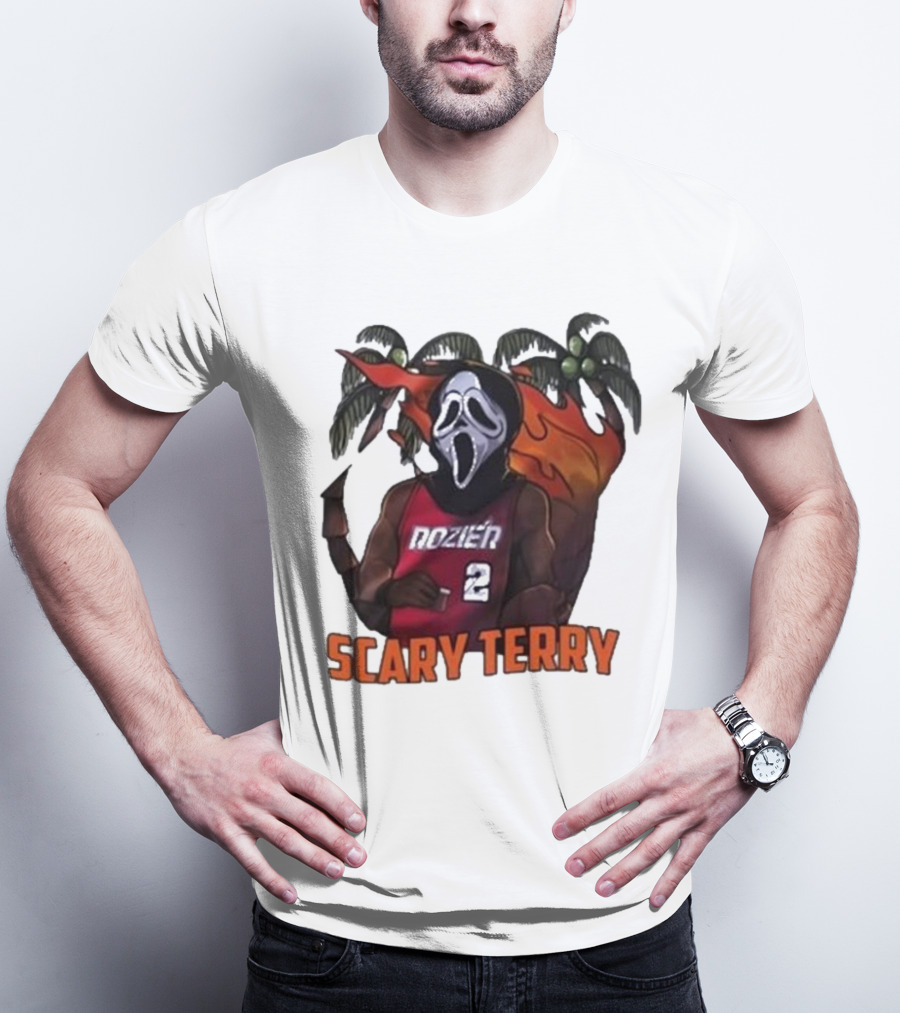 Scary Terry Rozier 2 Ghostface Basketball Tropical Flame Costume T-Shirt