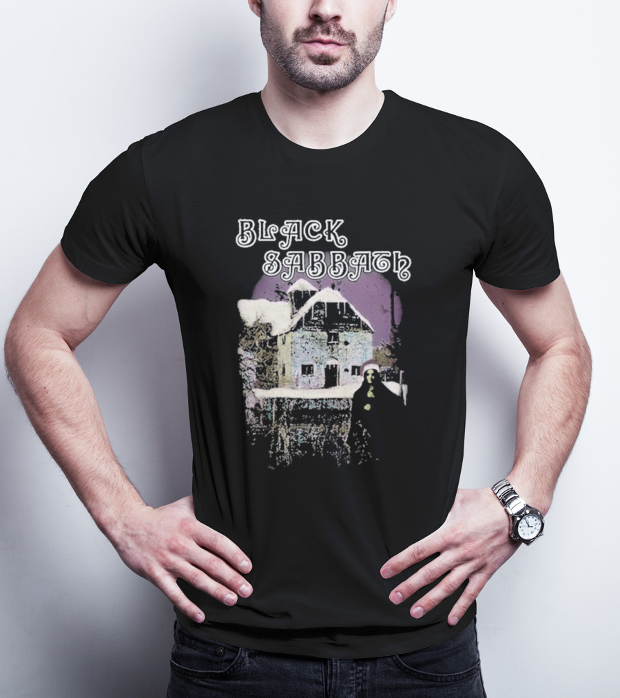 Black Sabbath Holiday Album Snowy House Scene T-Shirt