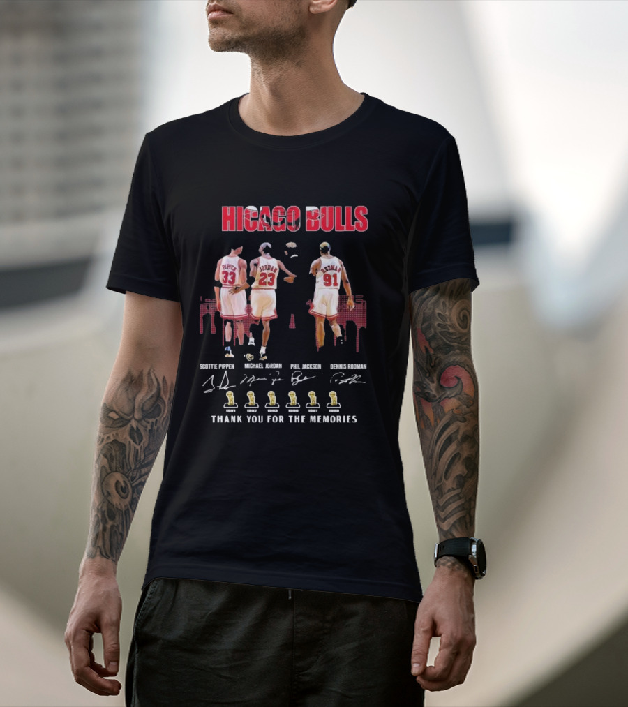 Chicago Bulls Scottie Pippen Michael Jordan Phil Jackson Dennis Rodman Thank You For The Memories T-Shirt