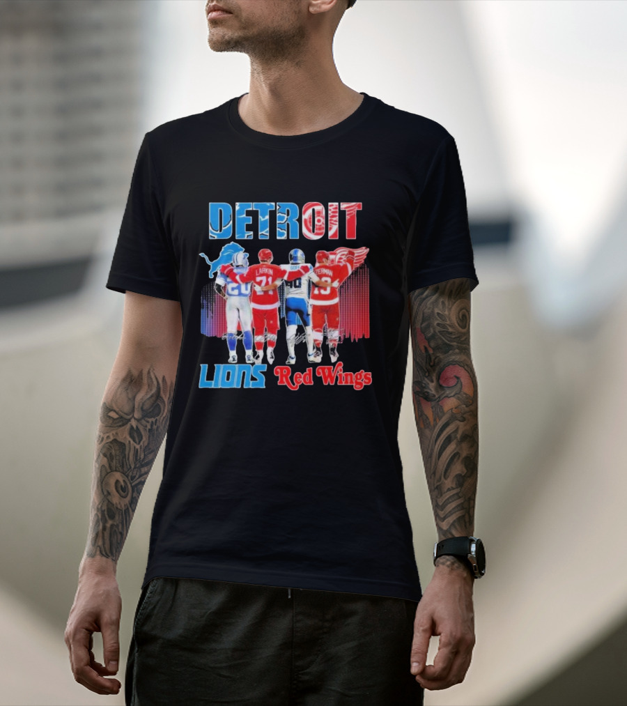 Detroit Lions Red Wings Legends Larkin Goff Yzerman T-Shirt