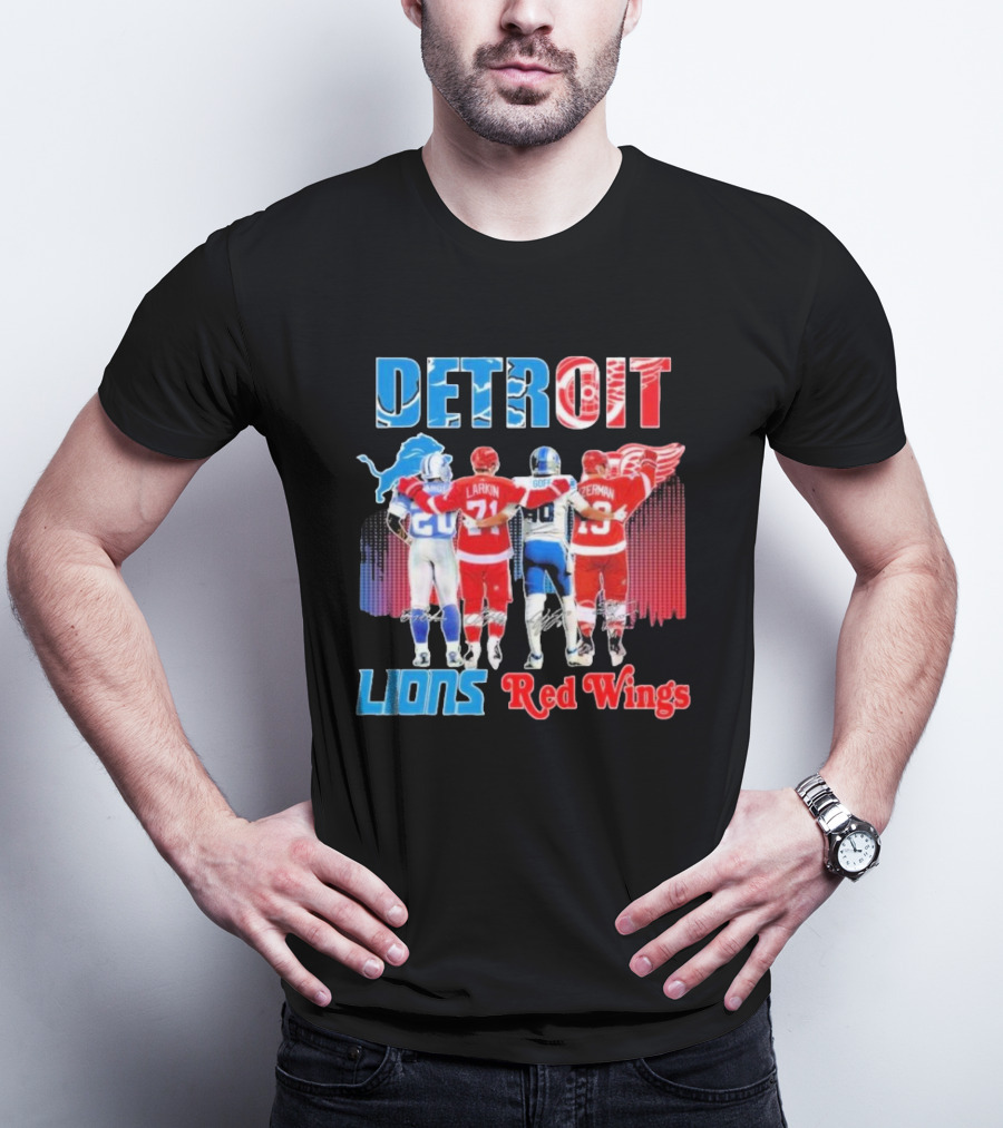 Detroit Lions Red Wings Legends Larkin Goff Yzerman T-Shirt