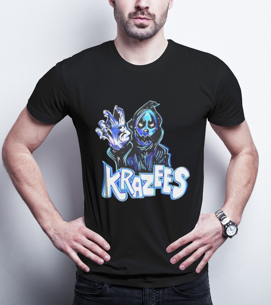 MNE Stare Krazees HOK Sent Here To Take You Creepy Masked Figure With Hand Raised T-Shirt