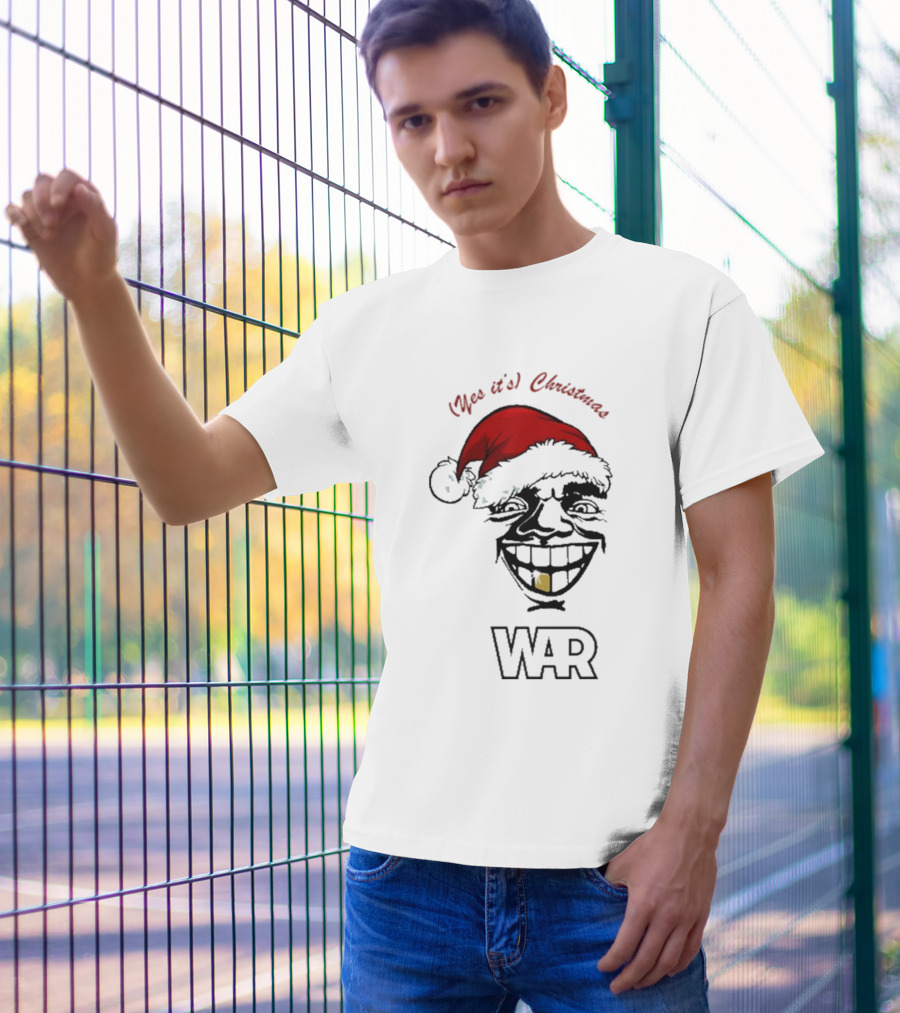 WAR Yes It’s Christmas Santa Grinning Face T-Shirt