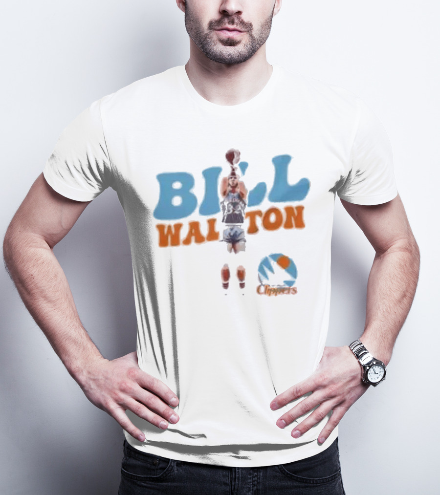 Bill Walton San Diego Clippers Basketball 70s Retro Style Logo And Player Action T-Shirt