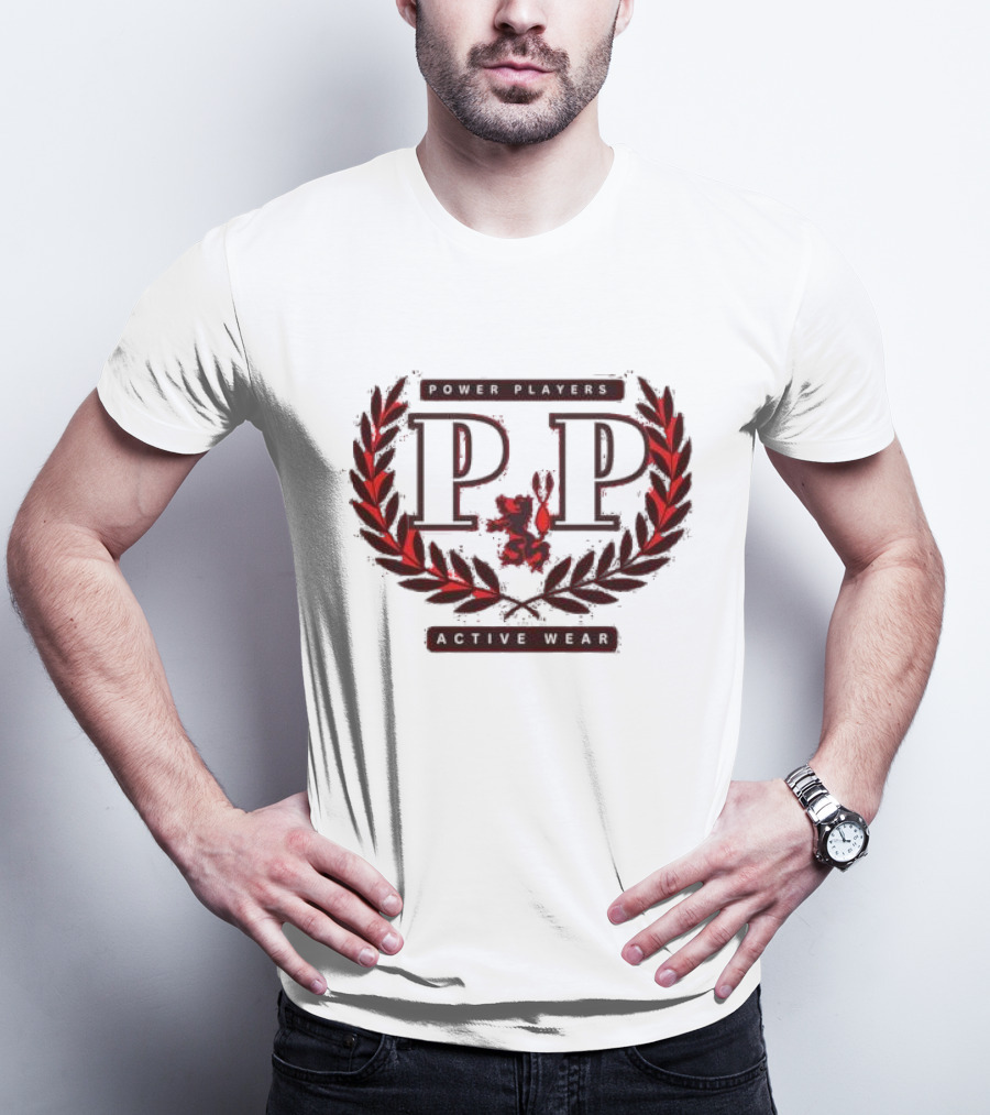 Power Players Active Wear PP Laurels Lion Emblem T-Shirt