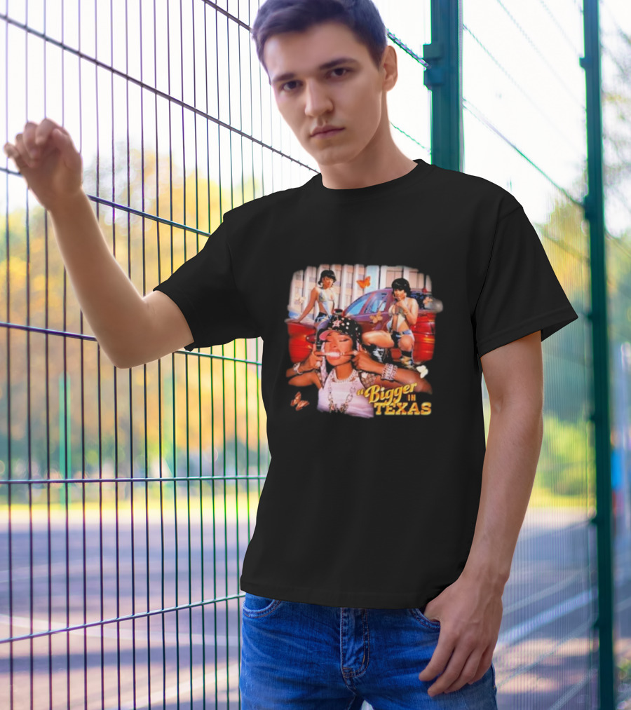 Bigger In Texas Retro Car And Girls T-Shirt