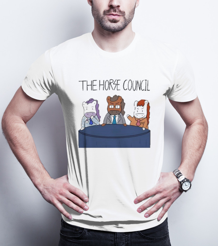 Jimothy Cool The Horse Council Cartoon Panel Meeting T-Shirt