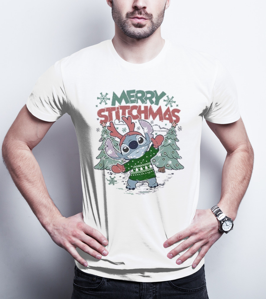 Merry Stitchmas Lilo And Stitch Christmas Holiday T-Shirt