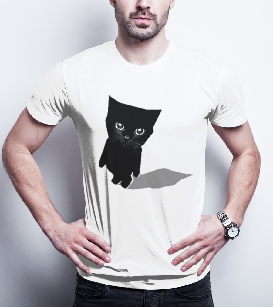 Sluj Art Bro Cute Black Cat Pixelated T-Shirt