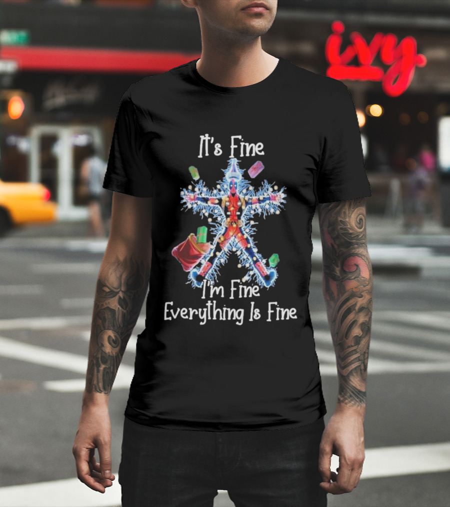 Deadpool Christmas It's Fine I'm Fine Everything Is Fine Light String Snowflake T-Shirt