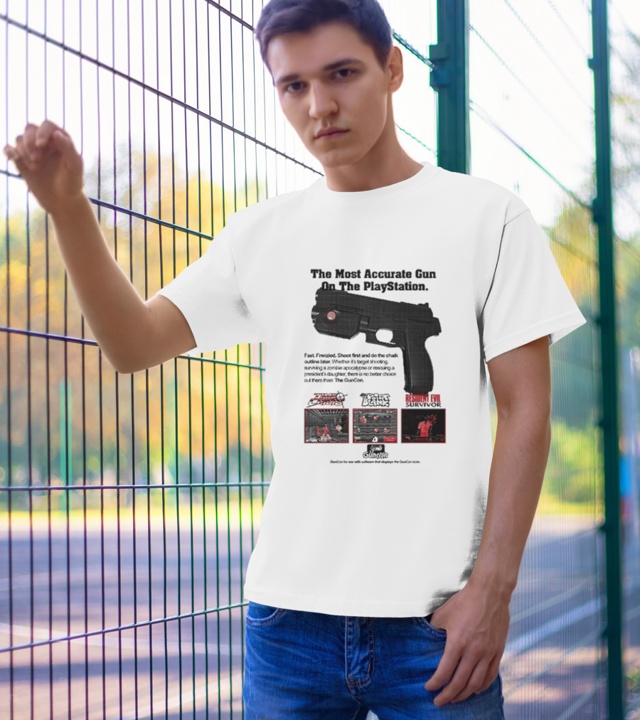 The Most Accurate Gun On The PlayStation Resident Evil Survivor Point Blank GunCon T-Shirt