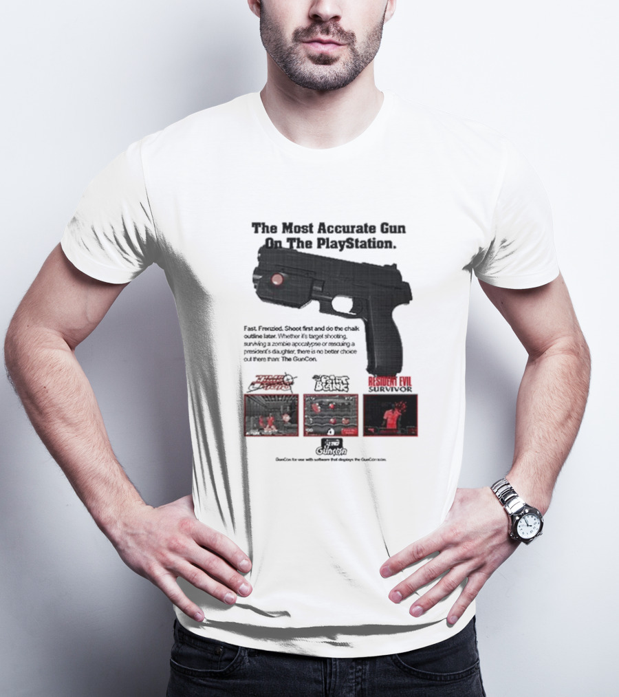 The Most Accurate Gun On The PlayStation Resident Evil Survivor Point Blank GunCon T-Shirt