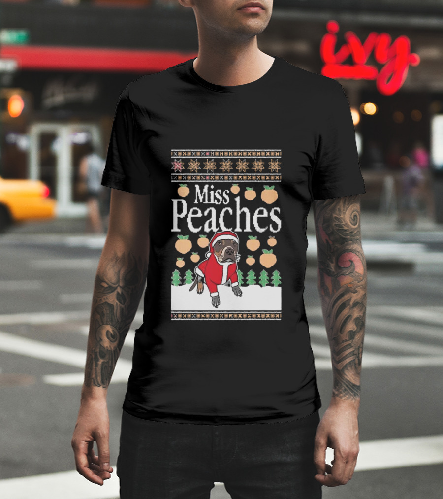 Miss Peaches Santa Pug Ugly Christmas Sweater T-Shirt