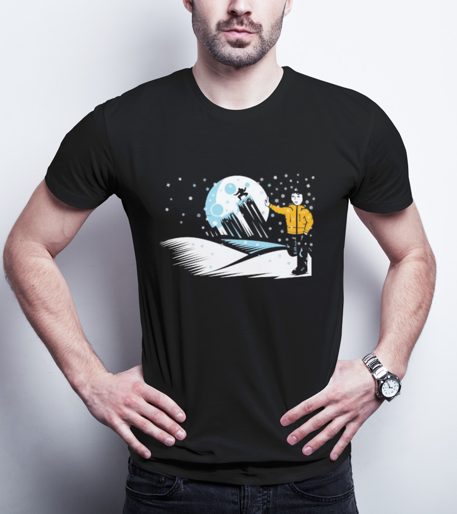 Winter Outdoors Daft Laddie Moon Snow Night Adventure T-Shirt