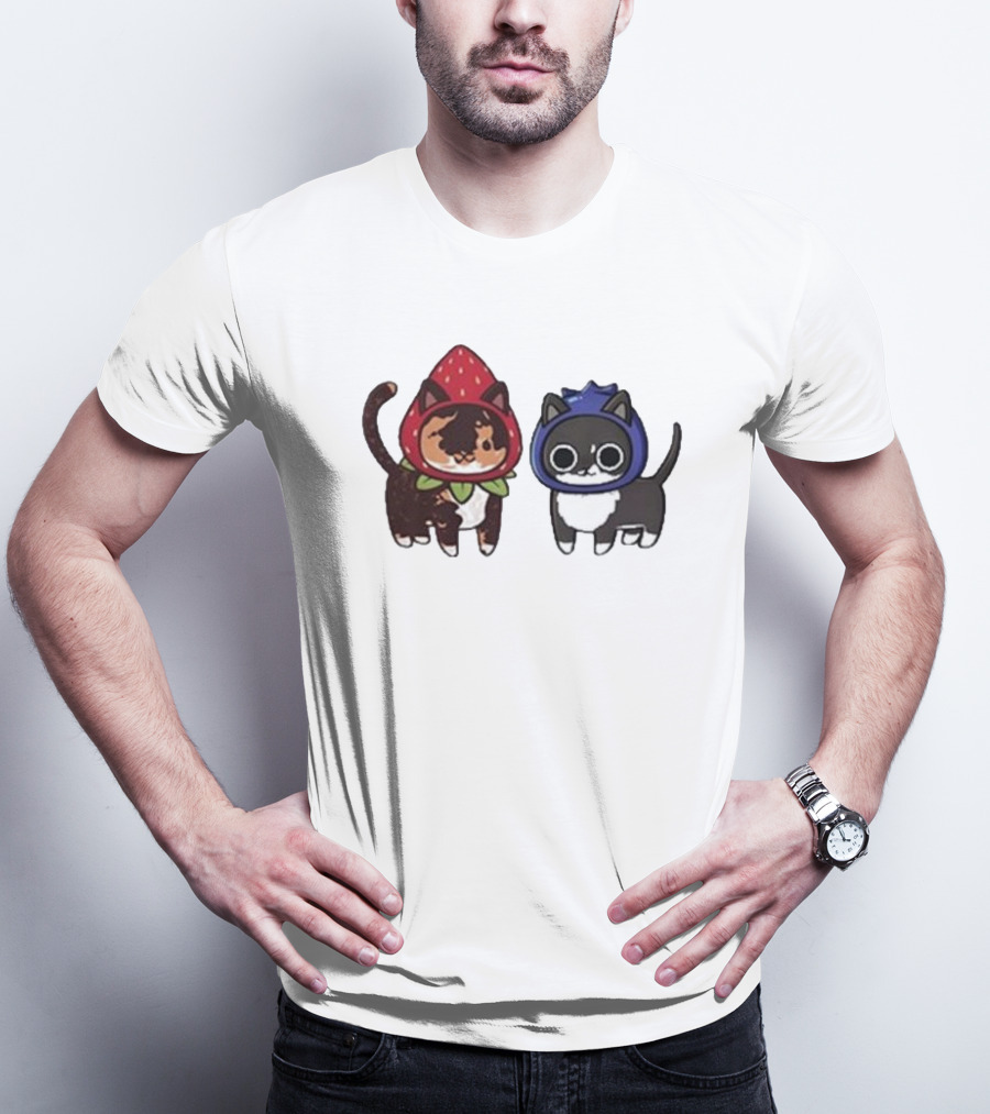 Biscuit And Muffin Fruit Cats In Strawberry And Blueberry Outfits T-Shirt