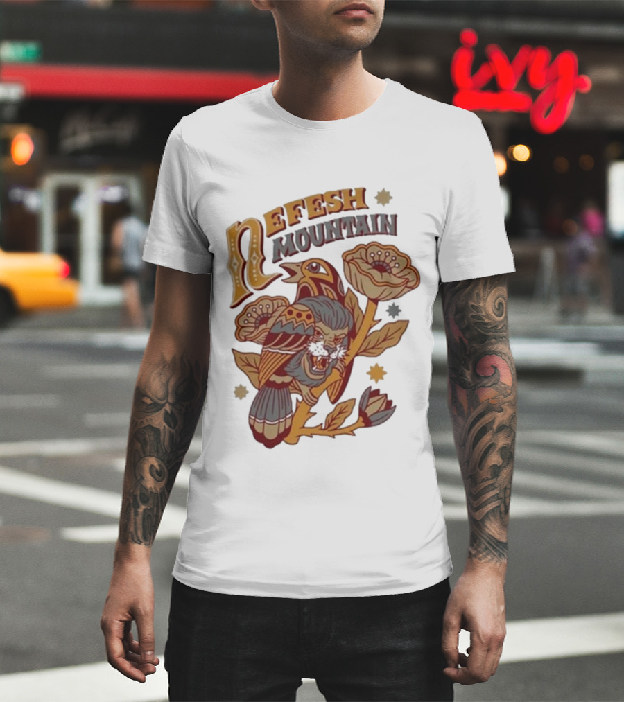 Nefesh Mountain Sparrow Vintage Floral Lion And Bird T-Shirt