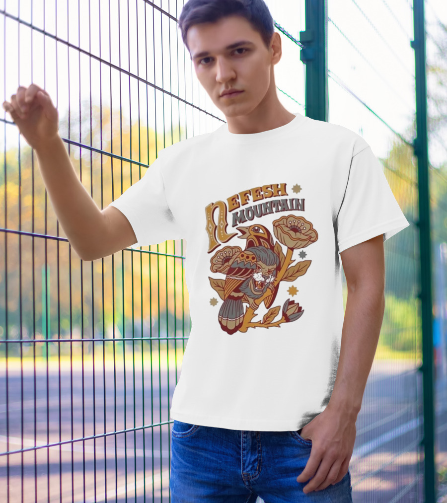 Nefesh Mountain Sparrow Vintage Floral Lion And Bird T-Shirt