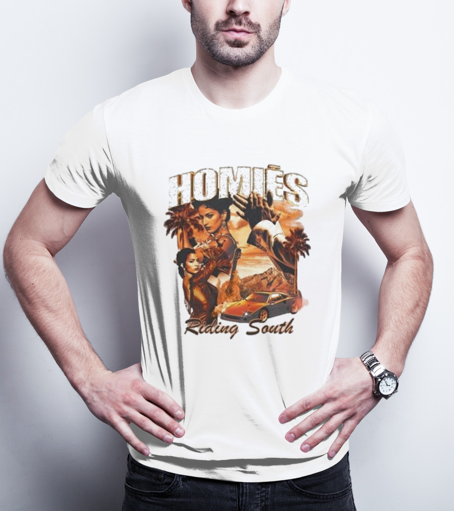 Homies Riding South Vintage Sunset Car Palms T-Shirt