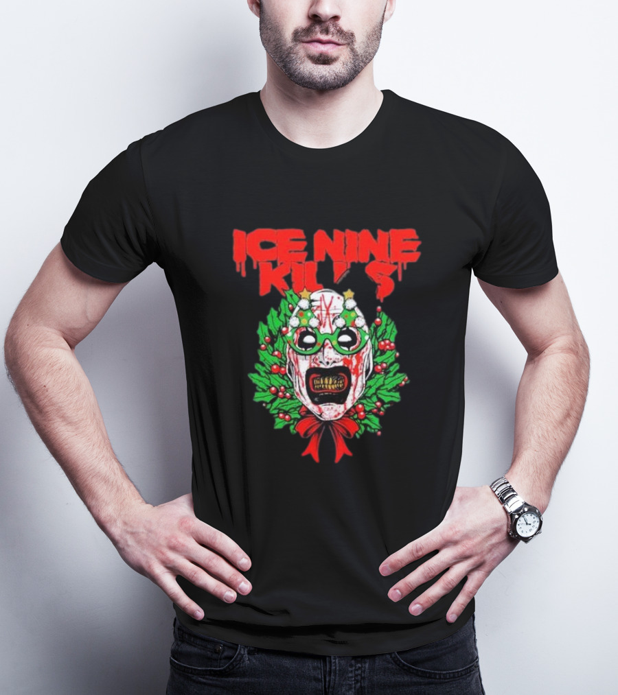 Ice Nine Kills Horror Christmas Wreath Mask T-Shirt