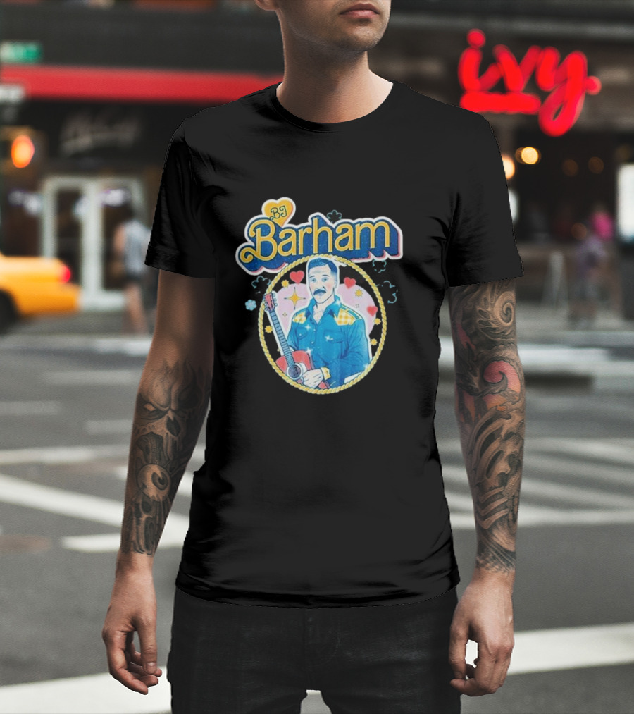 BJ Barham American Aquarium Barbie Heart Guitar Retro T-Shirt