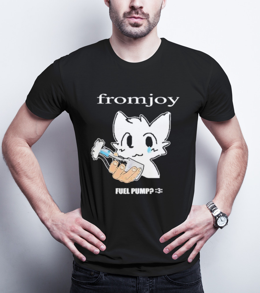 Fromjoy Fuel Pump Cute Cartoon With Tearful Cat Face T-Shirt