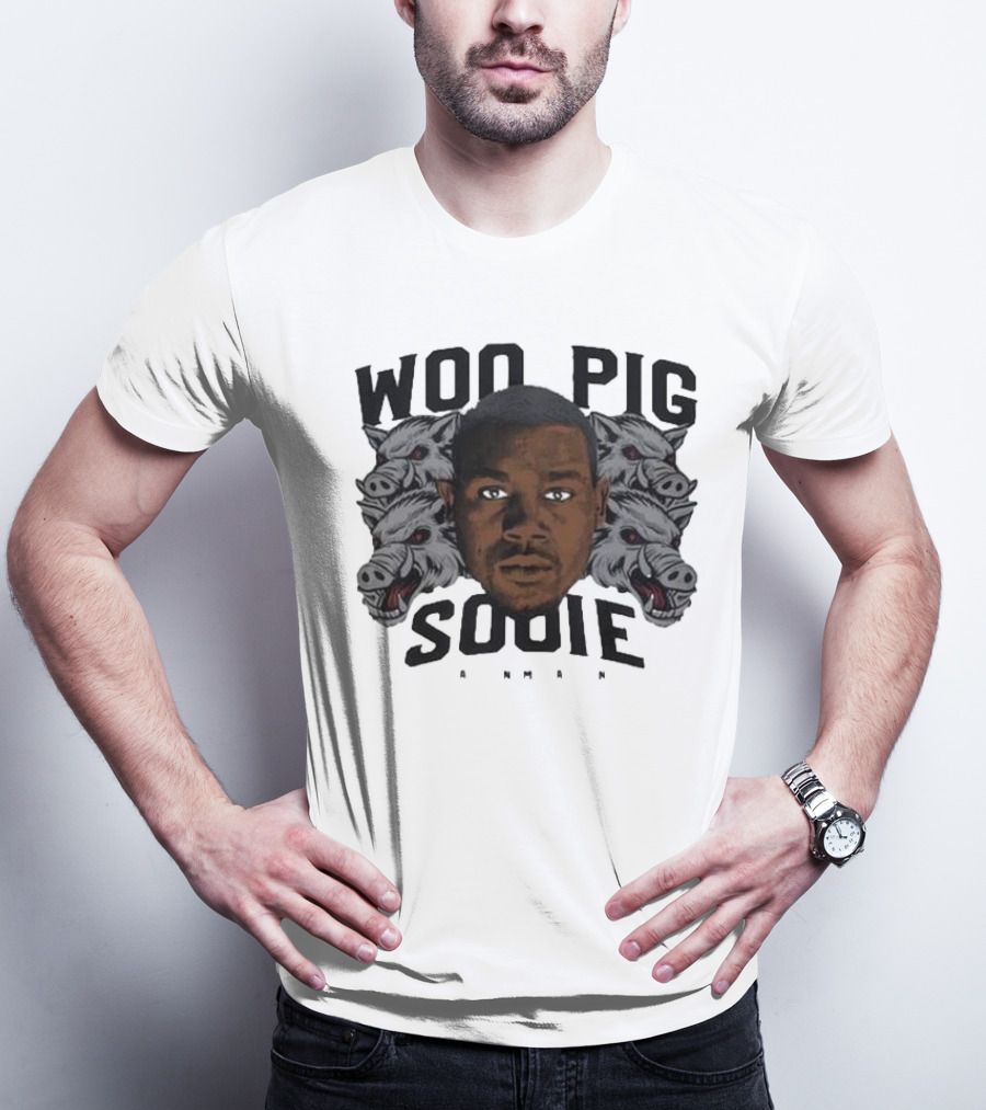 Woo Pig Sooie Darren McFadden Portrait With Razorback Heads T-Shirt