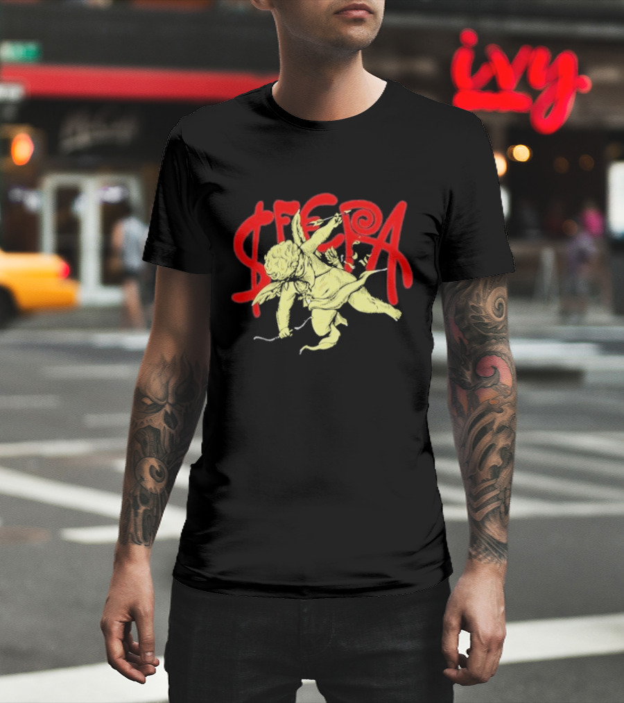 Sfera Ebbasta Cupido Cherub Red Lettering T-Shirt