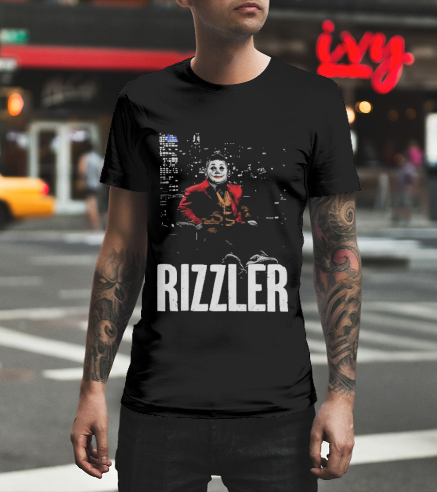 Rizzler Shitheadsteve Joker Style Cityscape Background T-Shirt