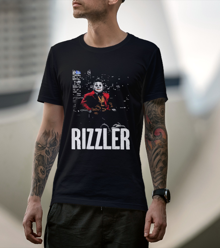 Rizzler Shitheadsteve Joker Style Cityscape Background T-Shirt