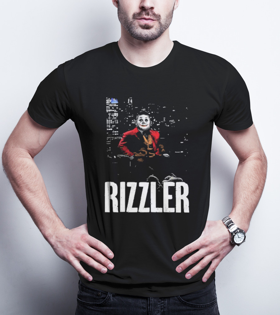 Rizzler Shitheadsteve Joker Style Cityscape Background T-Shirt