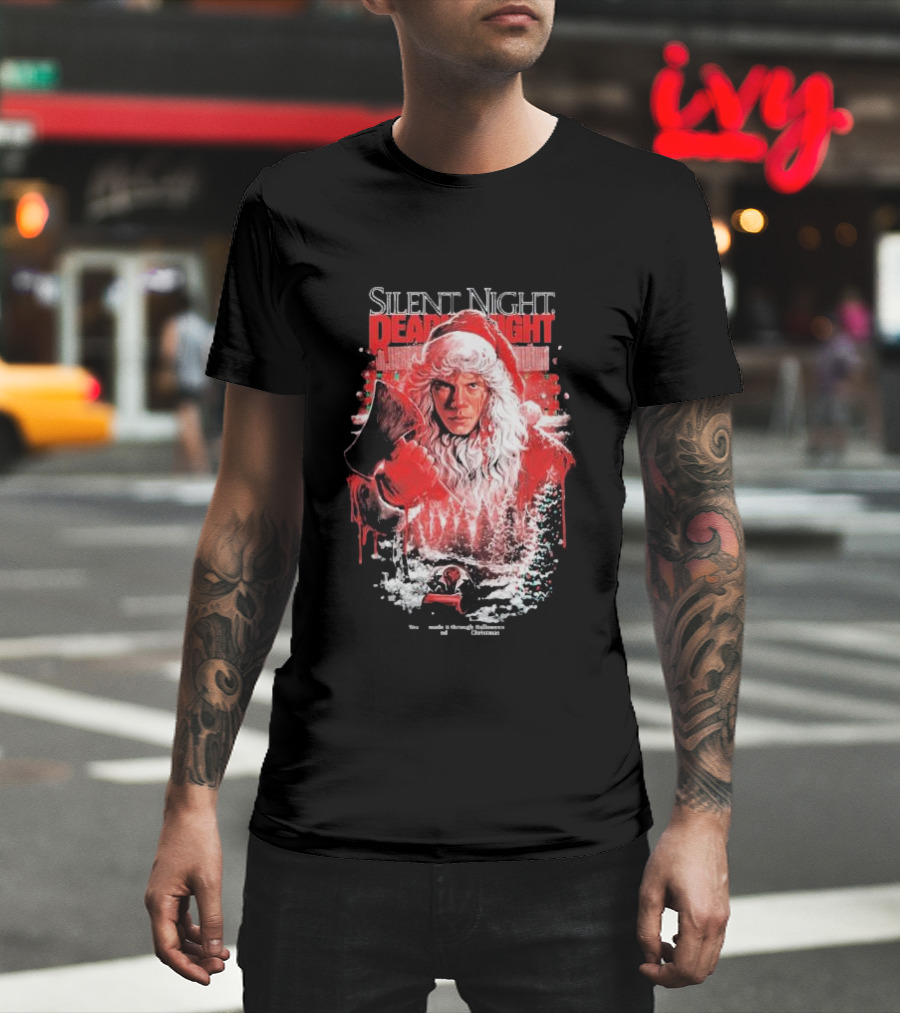 Silent Night Deadly Night Santa's Slay With Axe In Creepy Christmas Scene T-Shirt