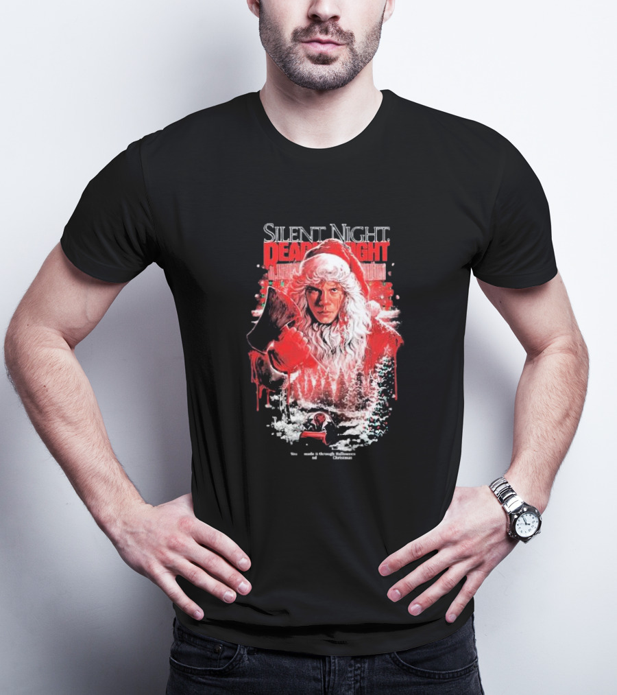 Silent Night Deadly Night Santa's Slay With Axe In Creepy Christmas Scene T-Shirt