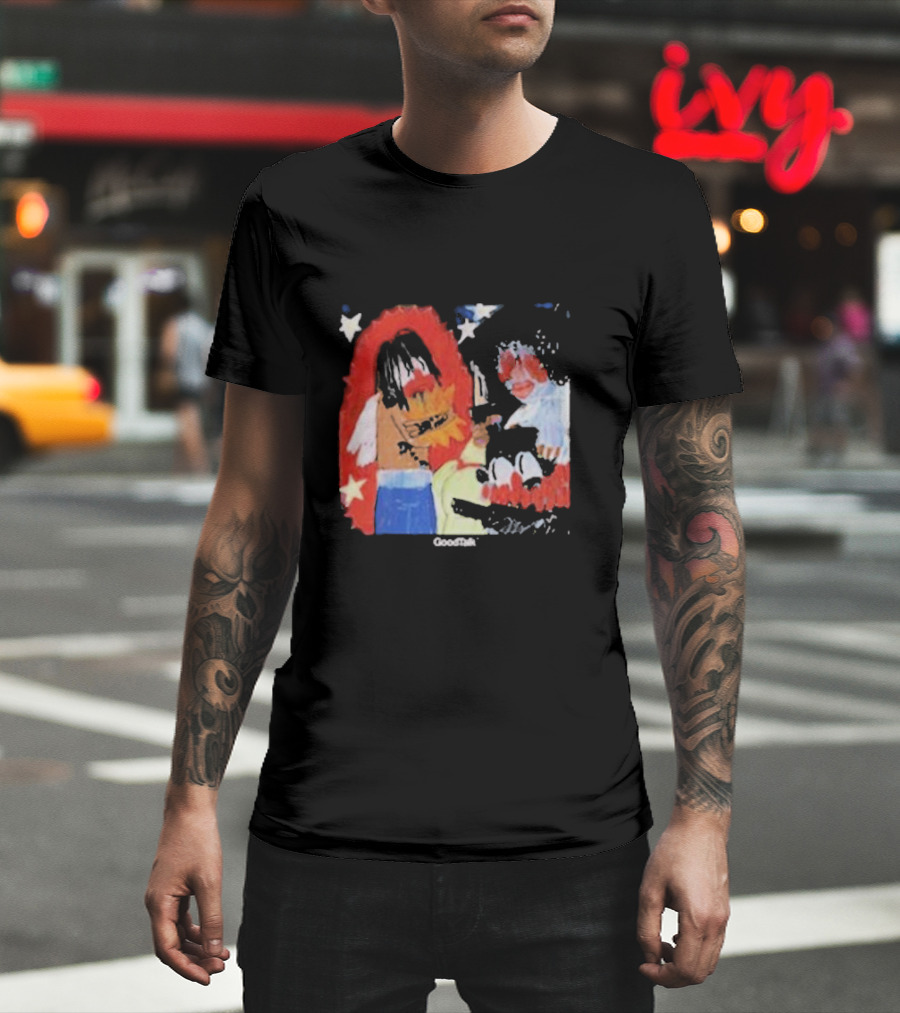 Gigi Goodtalk Skaiwater Artwork With Stars And Cartoon Figures T-Shirt