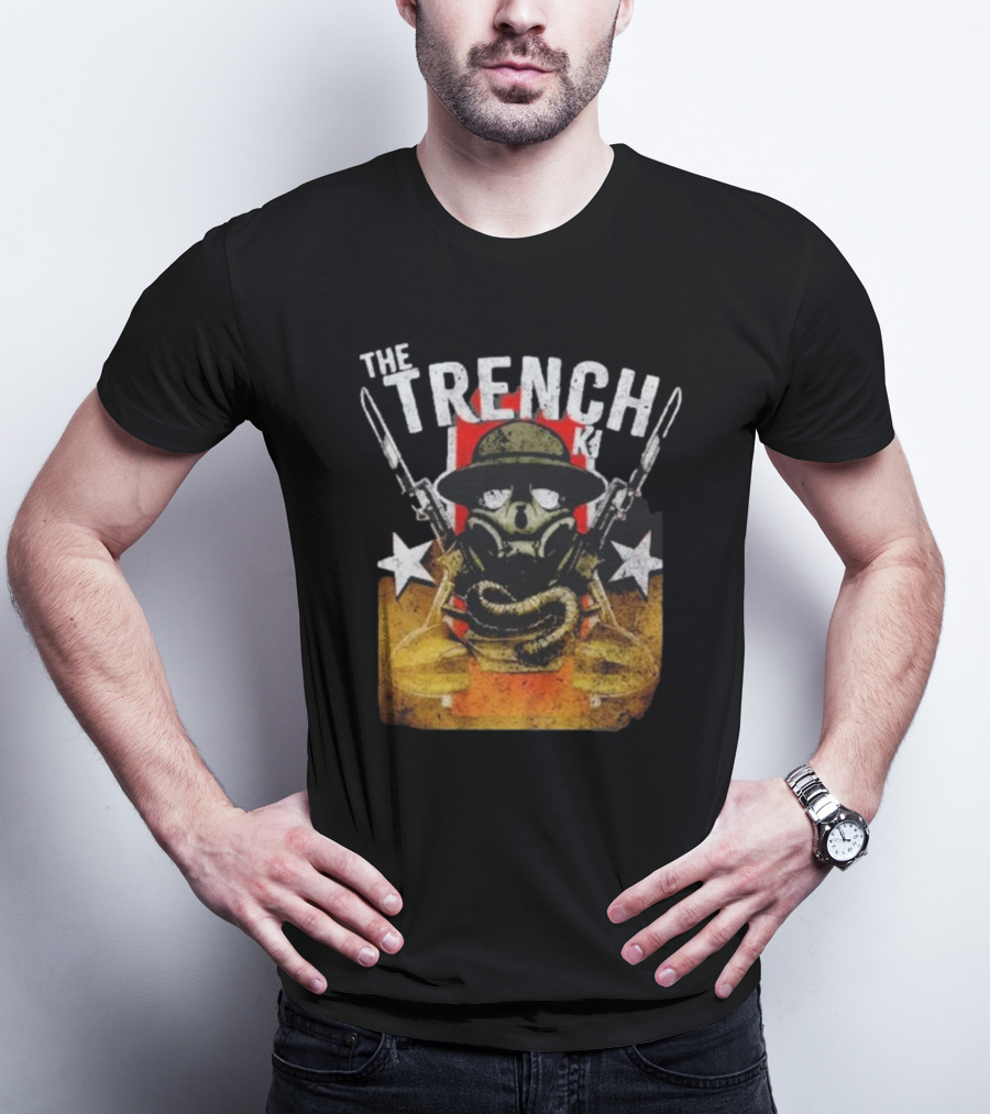 The Fat Electrician The Trench King Soldier Gas Mask Stars T-Shirt