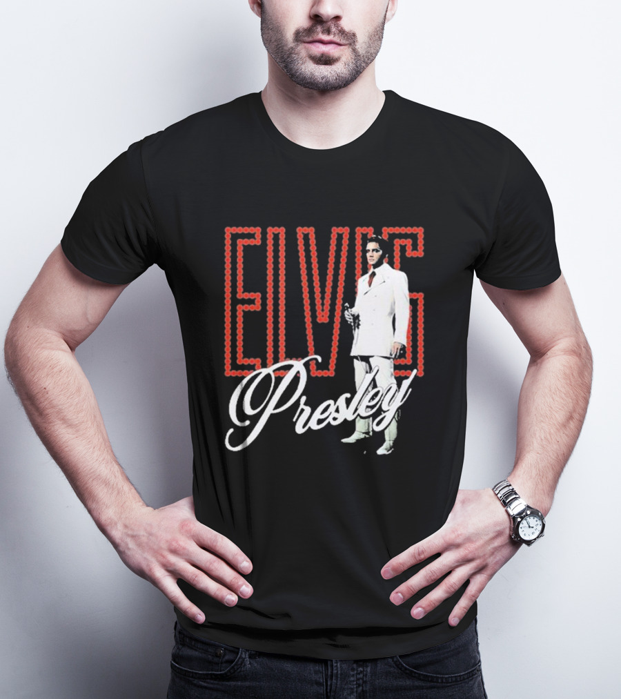 Elvis Presley White Suit Retro Lights T-Shirt