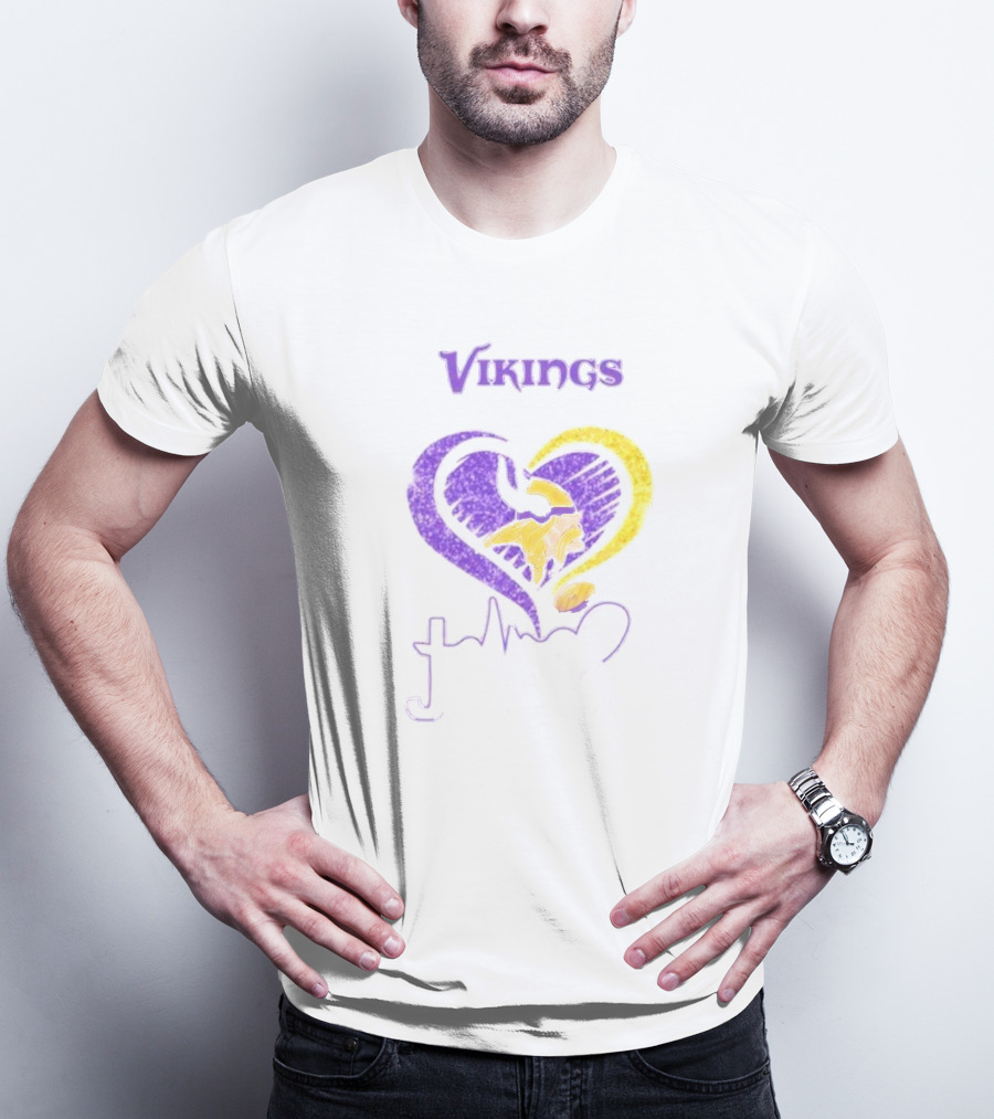 Vikings Heart Jesus Purple And Gold Minnesota T-Shirt