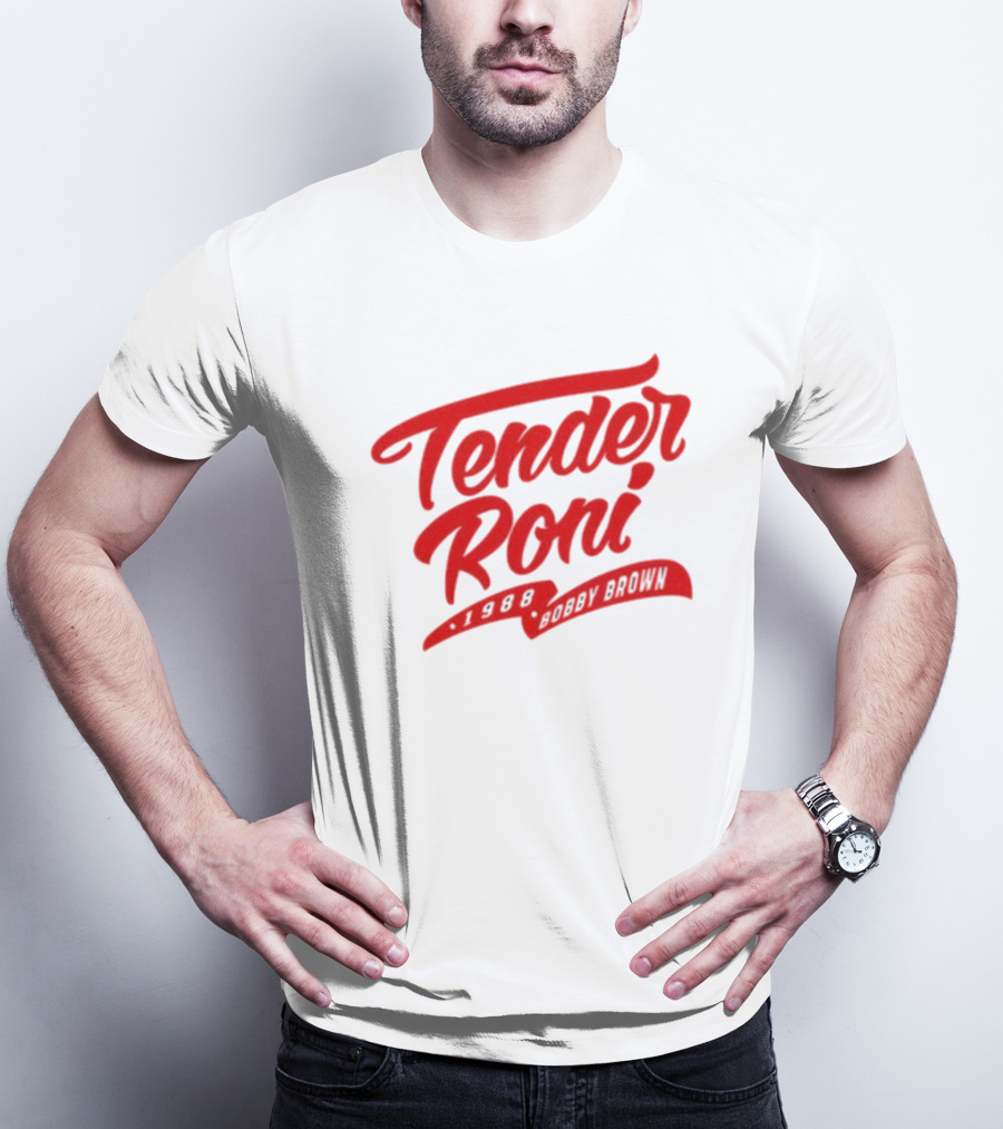 Tender Roni 1988 Bobby Brown Bold Red Lettering T-Shirt