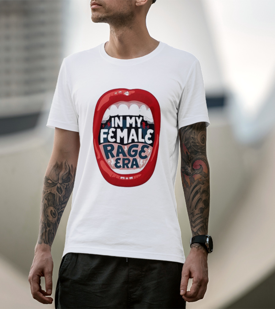 The Reswiftance In My Female Rage Era Red Lips Bold Typography T-Shirt