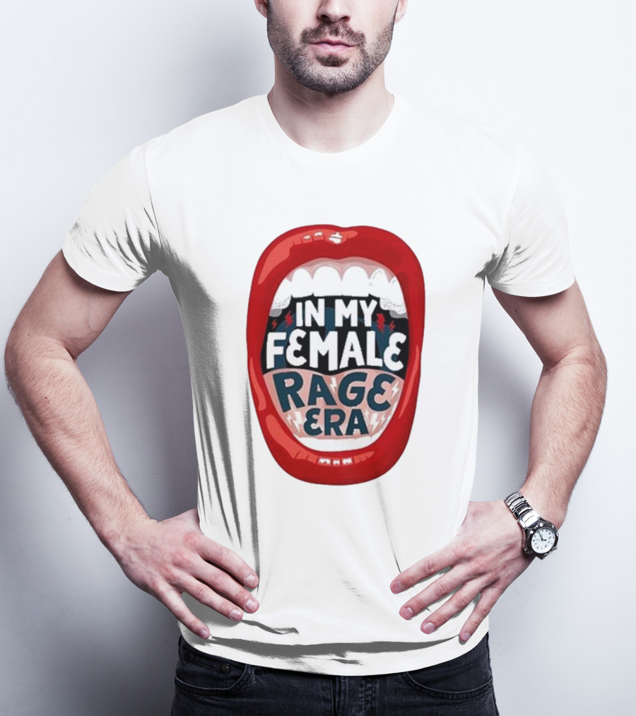 The Reswiftance In My Female Rage Era Red Lips Bold Typography T-Shirt