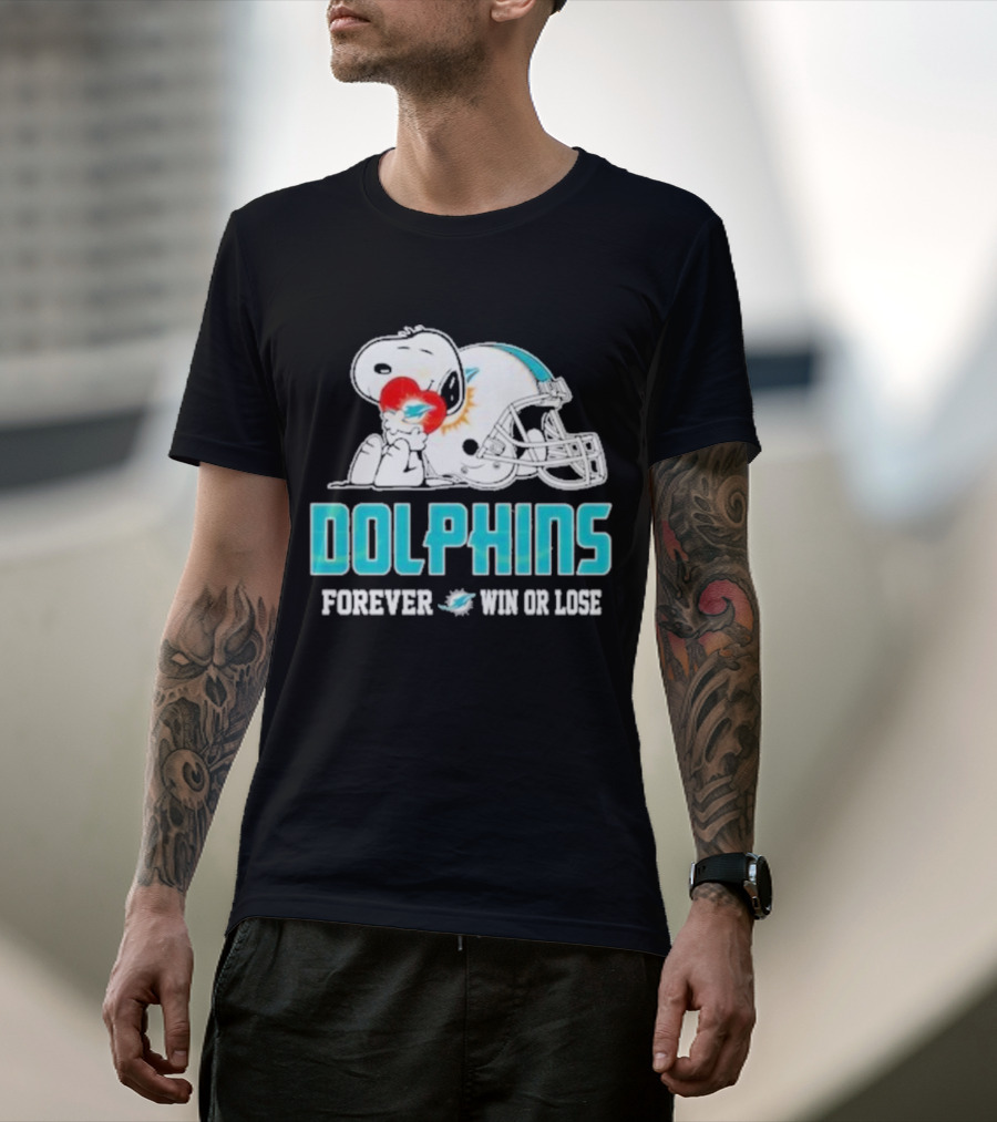 Dolphins Forever Win Or Lose Snoopy Miami Helmet T-Shirt