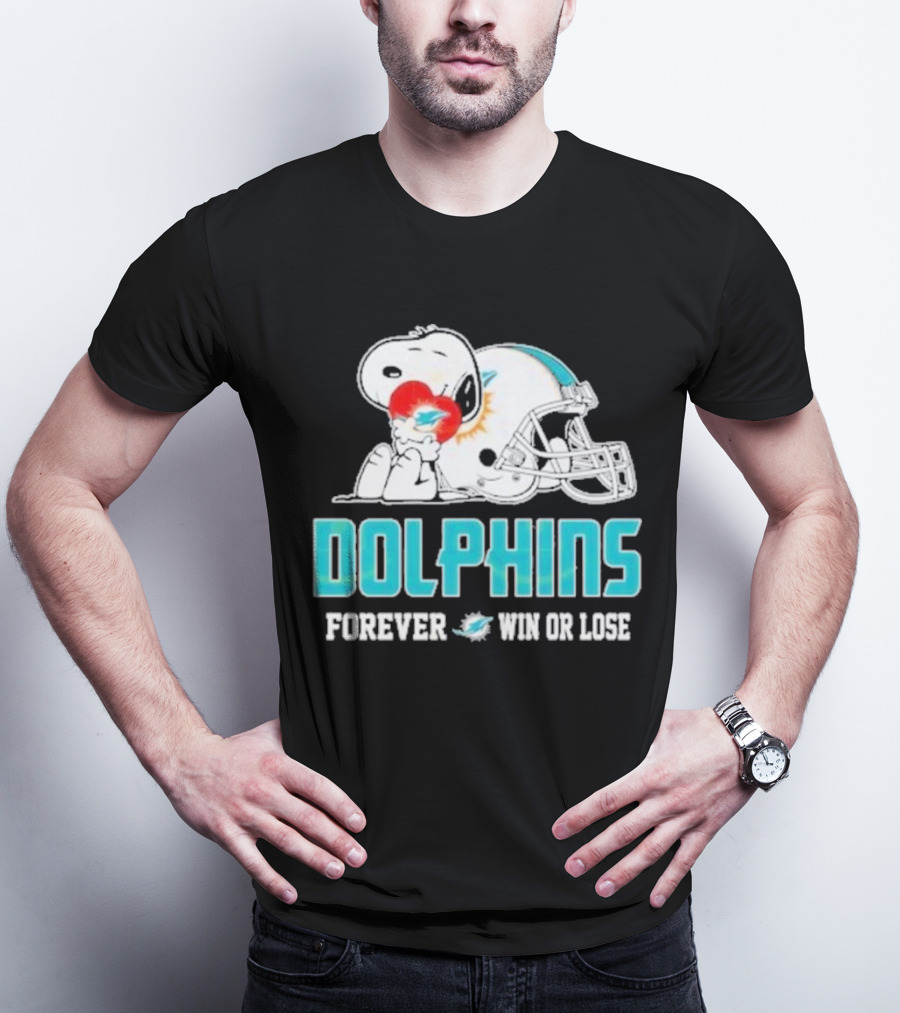 Dolphins Forever Win Or Lose Snoopy Miami Helmet T-Shirt